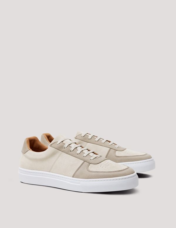 Men's Ivory Leather Court Trainer | Hawes and Curtis