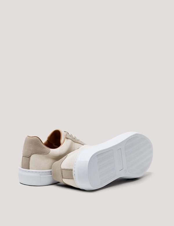 Men's Ivory Leather Court Trainer | Hawes and Curtis