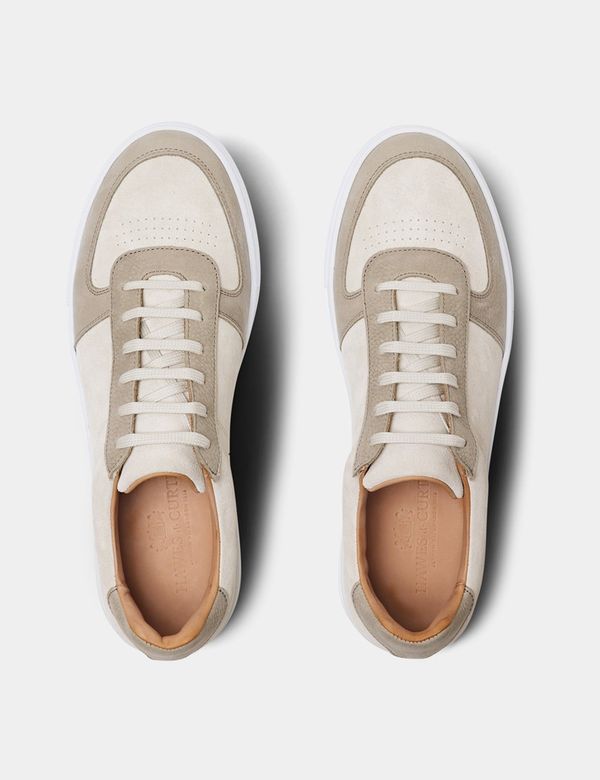 Men's Ivory Leather Court Trainer | Hawes and Curtis