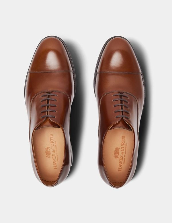 Men's Tan Leather Oxford Shoe | Hawes and Curtis