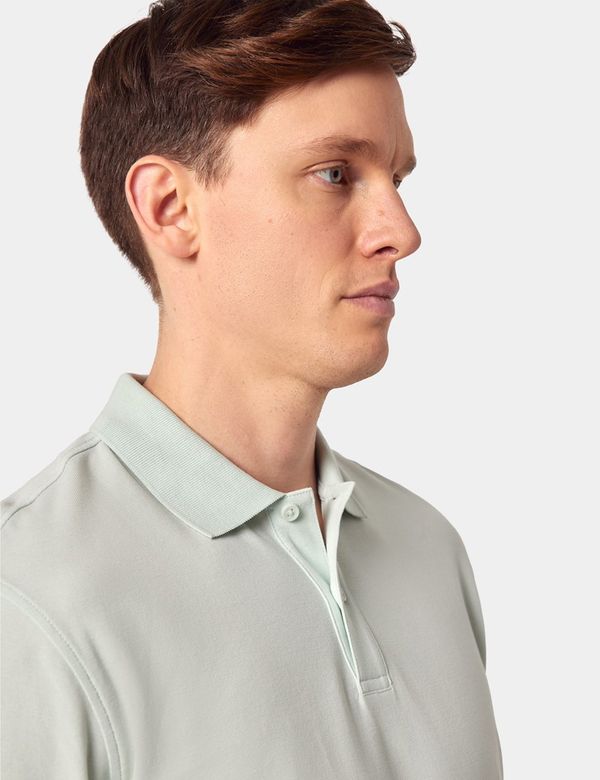 Men's Light Green Mercerised Cotton Polo Shirt - Short Sleeve | Hawes ...