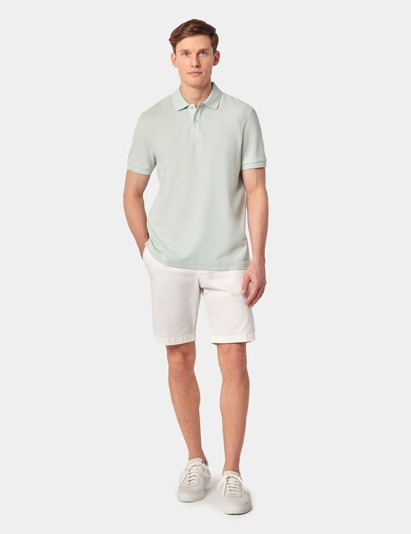Men's Light Green Mercerised Cotton Polo Shirt - Short Sleeve | Hawes ...
