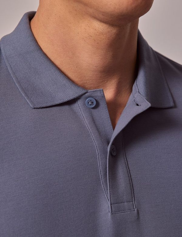Men's Ocean Blue Mercerised Cotton Polo Shirt - Short Sleeve | Hawes ...