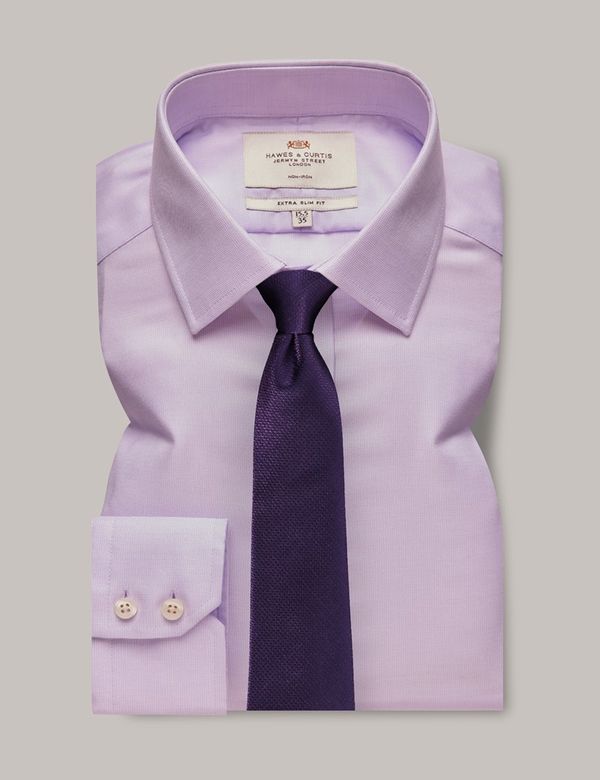 Men's Non-Iron Lilac & White Textured Weave Extra Slim Shirt