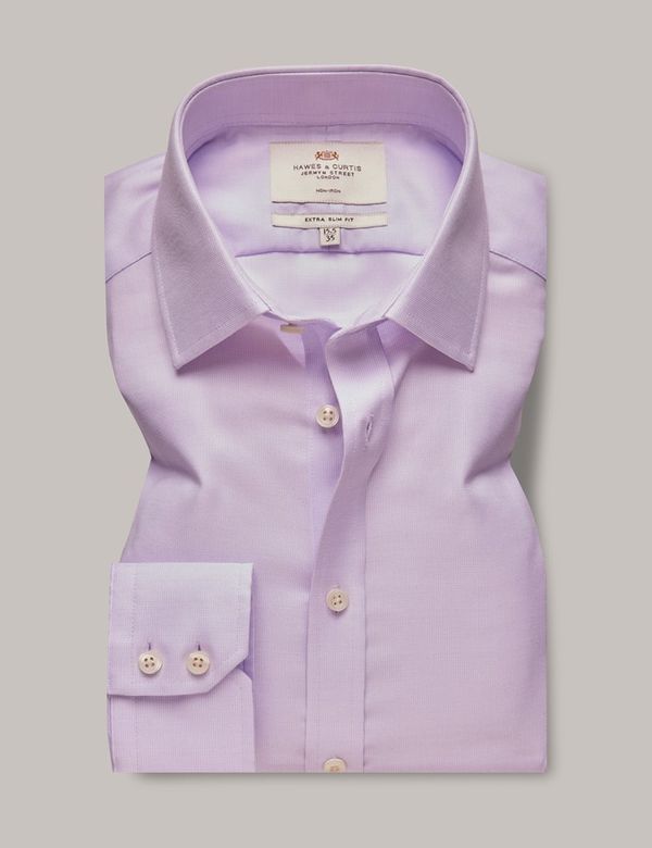 Men's Non-Iron Lilac & White Textured Weave Extra Slim Shirt