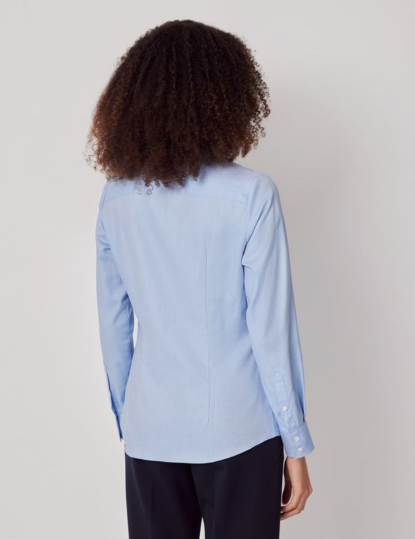 Women's Light Blue Twill Cotton Semi-Fitted Shirt | Hawes and Curtis