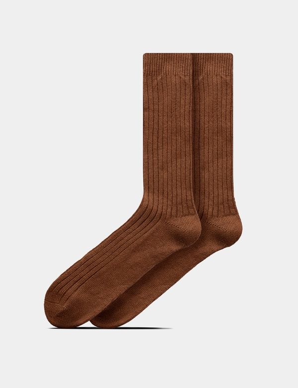 Rust Ribbed Socks | Hawes & Curtis