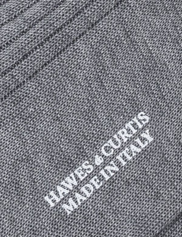 Men's Grey Plain Ribbed Cotton Socks | Hawes & Curtis