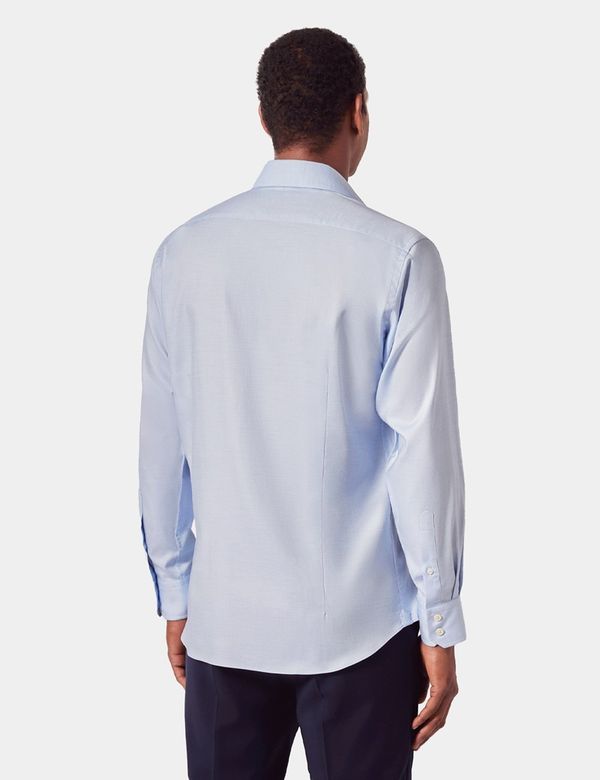 Men's Blue Cotton Tencel™ Blend Slim Fit Shirt | Hawes and Curtis
