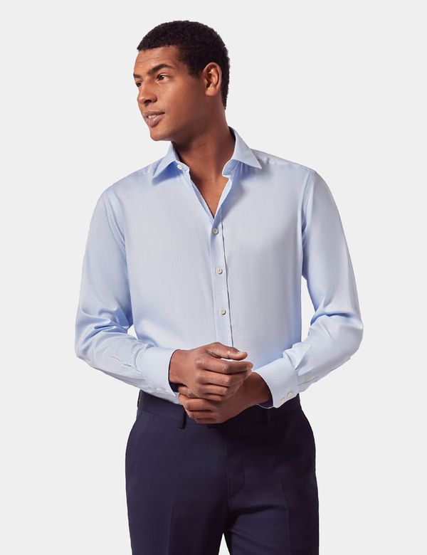 Men's Blue Cotton Tencel™ Blend Slim Fit Shirt | Hawes and Curtis