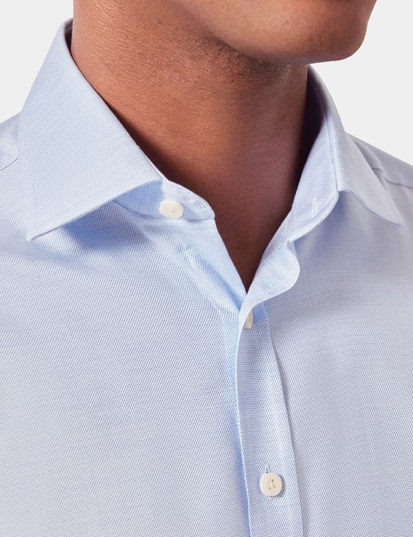 Men's Blue Cotton Tencel™ Blend Slim Fit Shirt | Hawes and Curtis