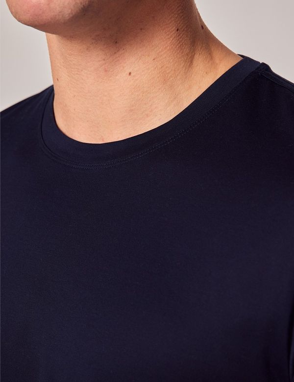 Navy Mercerised Cotton T-shirt | Hawes & Curtis