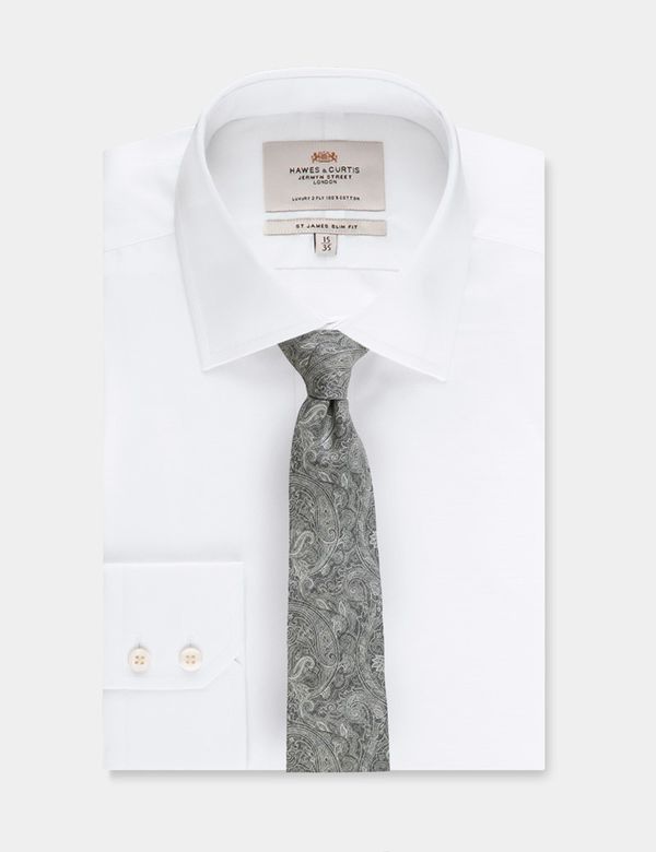 Men's Sage Green Paisley Italian Silk Tie - 1913 Collection | Hawes ...