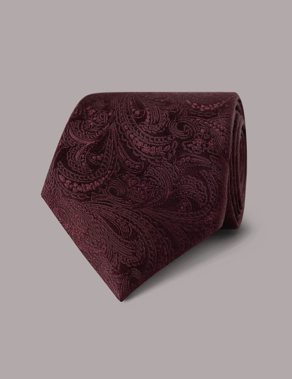 Men's Burgundy Paisley Tie - 100% Silk | Hawes and Curtis