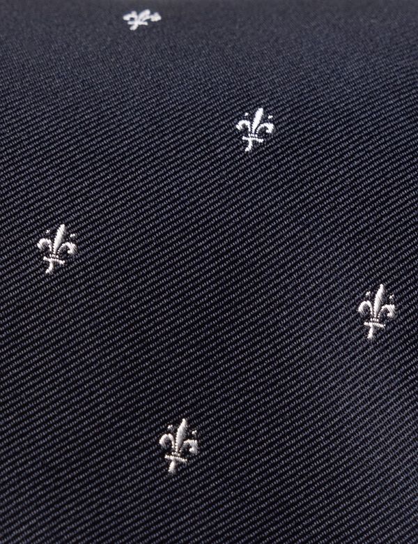 Men's Navy Fleur-de-lis Tie - 100% Silk | Hawes and Curtis