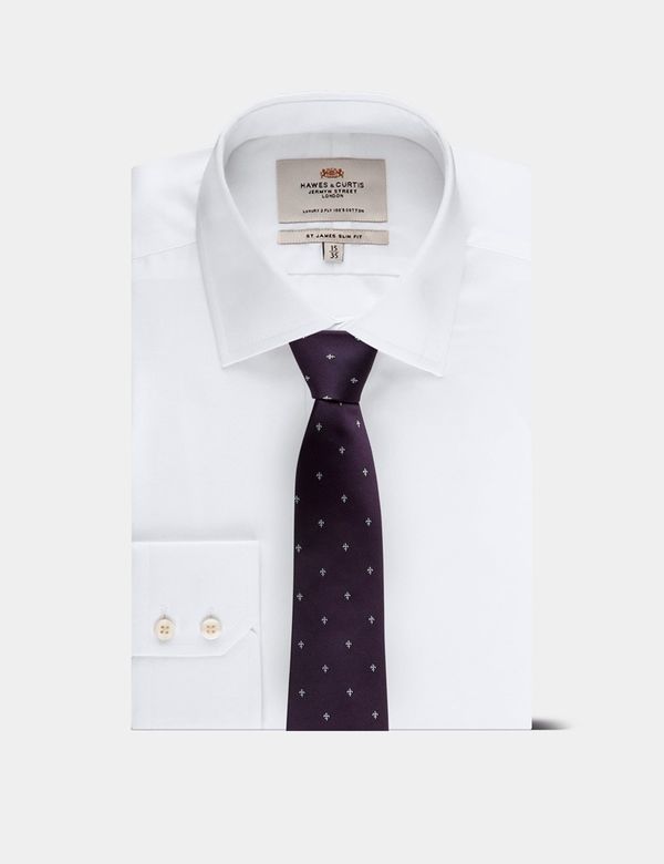 Men's Plum Fleur-de-lis Tie | Hawes and Curtis