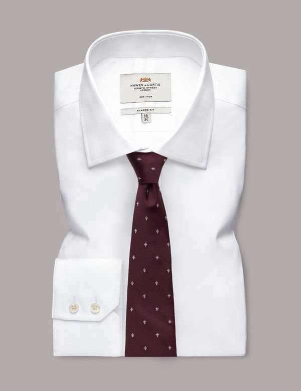 Men's Burgundy Fleur-de-lis Tie - 100% Silk | Hawes and Curtis