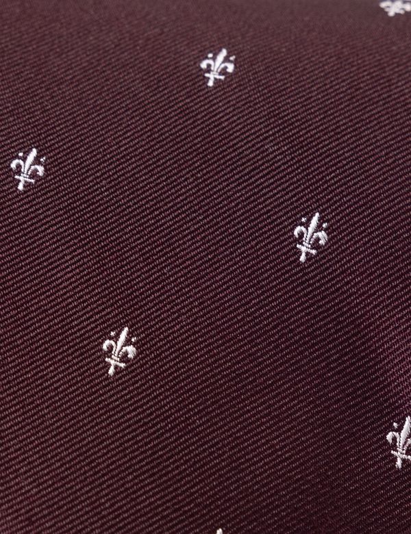 Men's Burgundy Fleur-de-lis Tie - 100% Silk | Hawes and Curtis