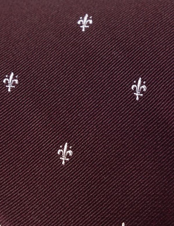 Men's Burgundy Fleur-de-lis Tie - 100% Silk | Hawes and Curtis