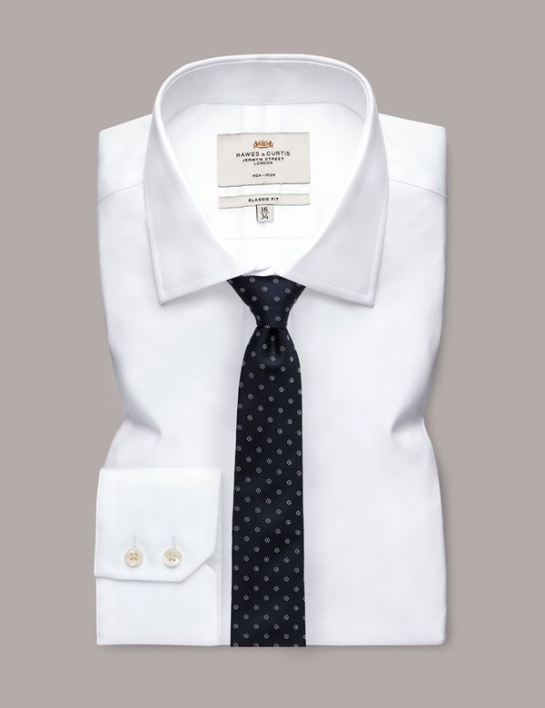 Men's Navy & Pink Floral Geo Tie - 100% Silk | Hawes & Curtis