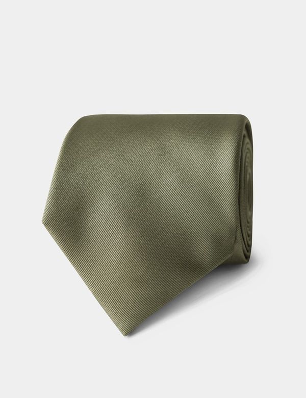Men's Sage Green Plain Repp Tie - 100% Silk | Hawes and Curtis