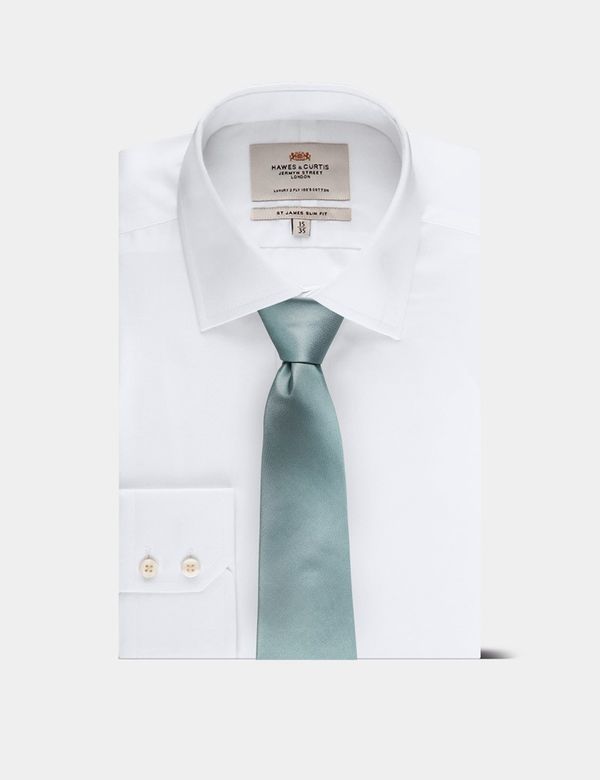 Men's Mint Green Plain Repp Tie | Hawes and Curtis