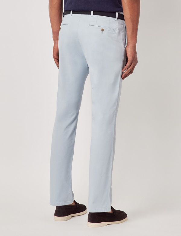 Men's Light Blue Garment Dyed Cotton Stretch Slim Fit Chinos | Hawes ...