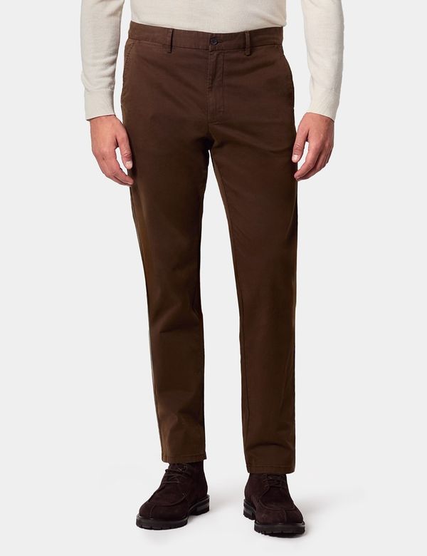 Men's Slim Fit Brown Chinos | Hawes and Curtis