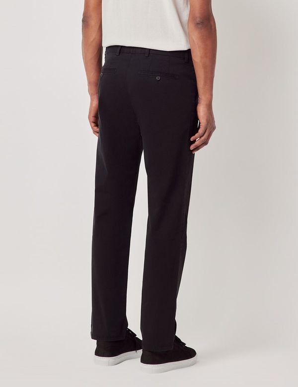 Men's Black Garment Dyed Cotton Stretch Regular Fit Chinos | Hawes and ...