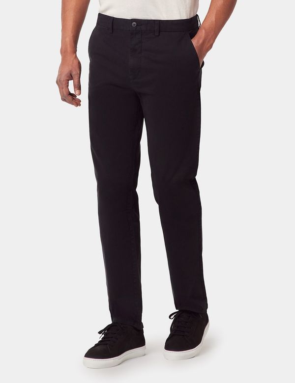 Men's Black Garment Dyed Cotton Stretch Regular Fit Chinos | Hawes and ...