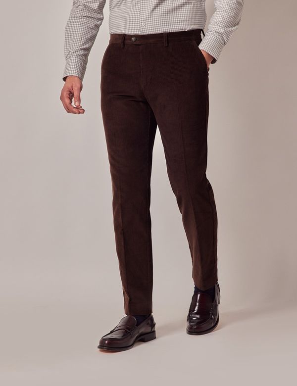 Men's Dark Brown Corduroy Pants| Hawes & Curtis