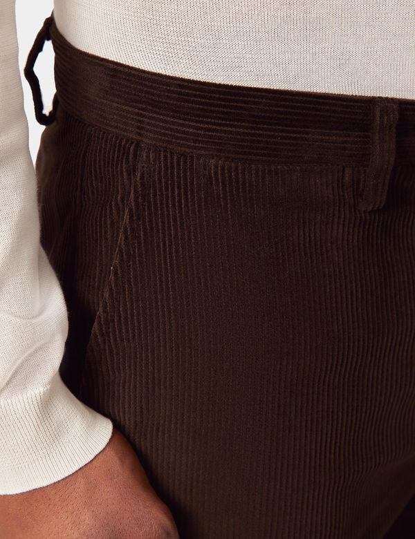 Men's Dark Brown Corduroy Pants| Hawes & Curtis