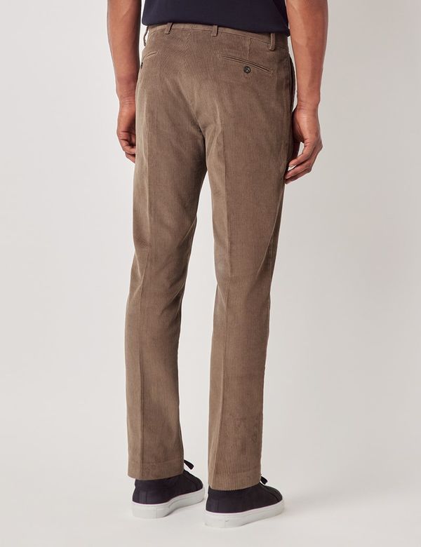 Men's Dark Taupe Corduroy Trousers | Hawes & Curtis