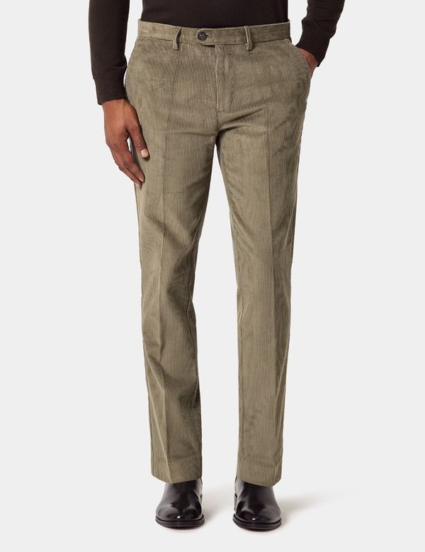 Men's Sage Green Corduroy Pants | Hawes & Curtis