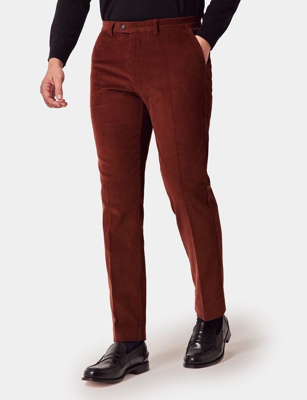 Men's Rust Corduroy Pants| Hawes & Curtis