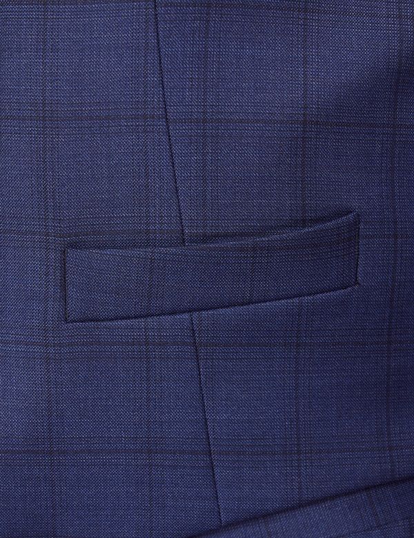 Men's Navy Windowpane Check Tailored Fit Waistcoat - 1913 Collection ...