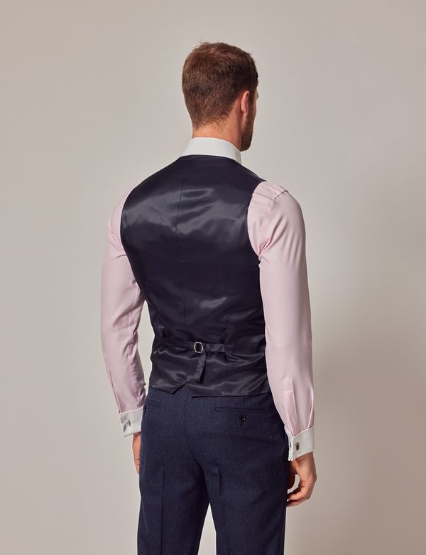 Men's Blue & Red Prince of Wales Plaid Slim Fit Vest