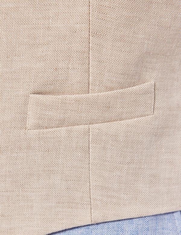 Men's Cream Linen Tailored Suit Vest