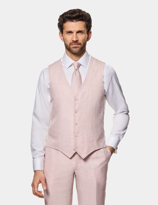 Men's Tailored Fit Pink Waistcoat | Hawes and Curtis