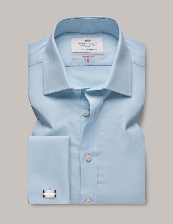 Formal Blue Classic Shirt - Double Cuffs | Hawes and Curtis